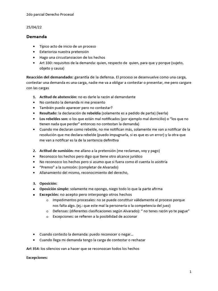 Claves del Proceso de Demanda en Derecho Procesal | PDF | Sentencia ...