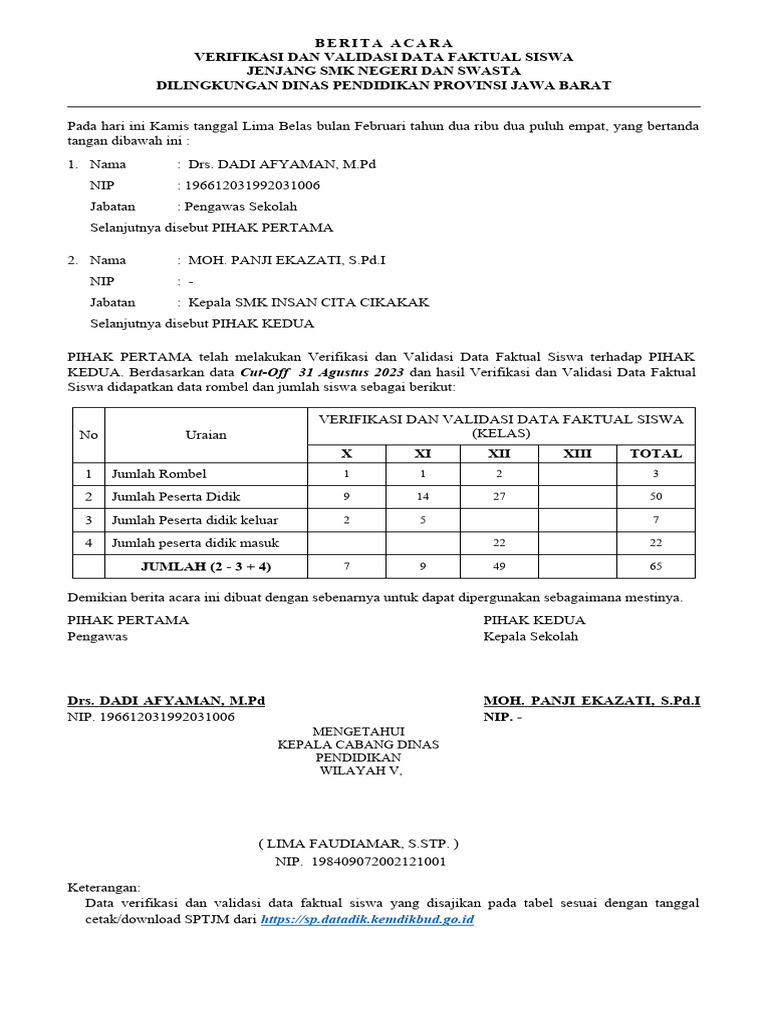 Berita Acara Inci | PDF
