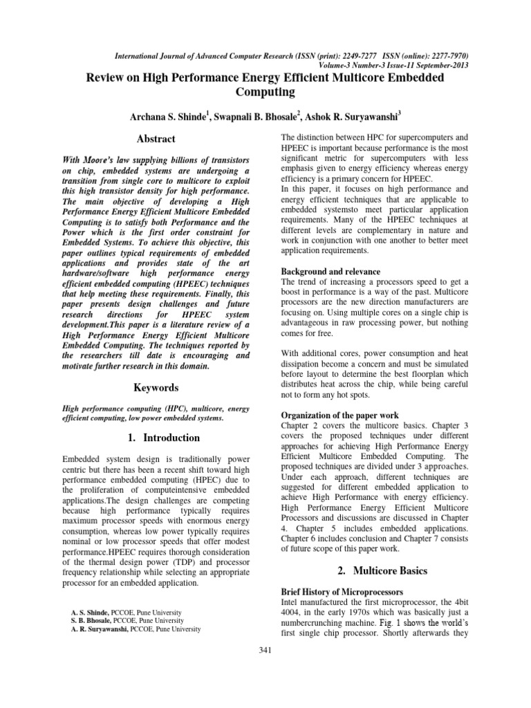 Week 6 Review On High Performance Energy Efficient Multicore Embedded Computing 1 Pdf