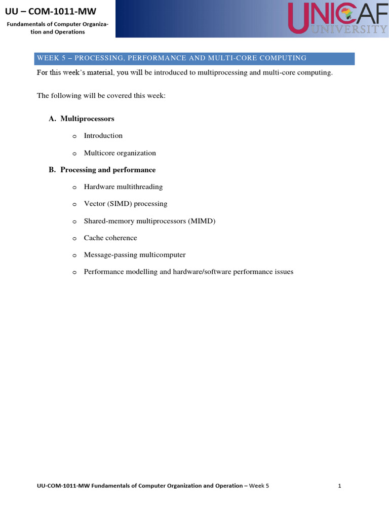 Week 5 Processing Performance And Multicore Computing Pdf Parallel Computing Multi Core