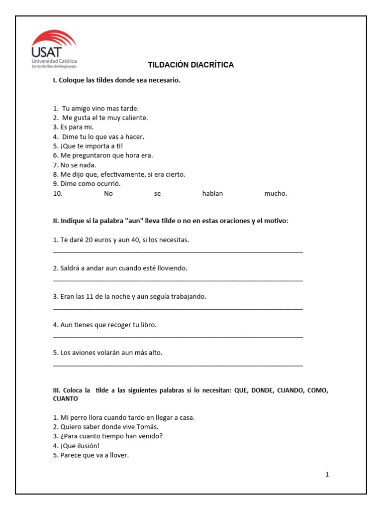 Tilde Diacritica Práctica-1 | PDF | Poesía