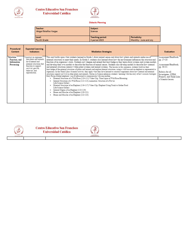 Plan June and July Science 4to | PDF | Elephant | Science