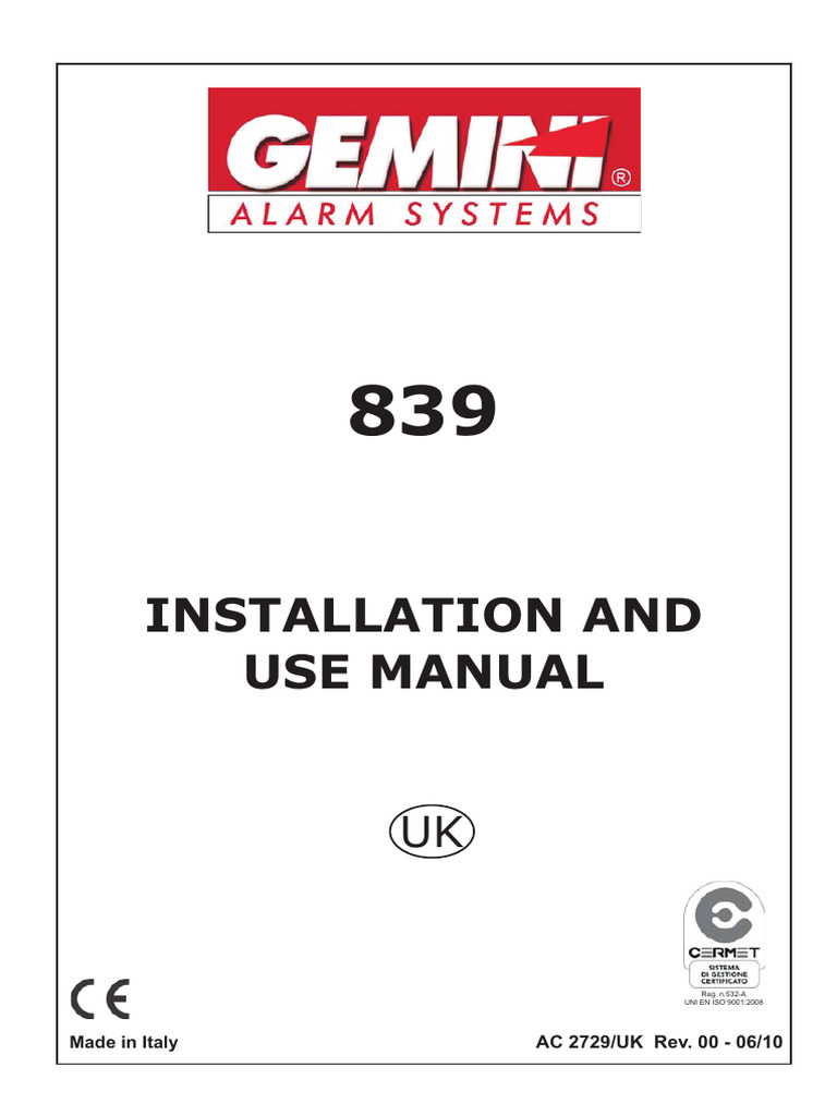Gemini 839 User & Installation Guide | PDF | Remote Control | Light ...