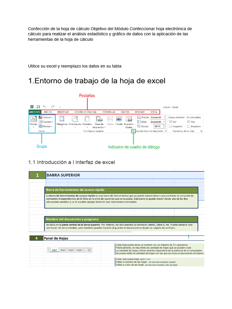 1.entorno de Trabajo de La Hoja de Excel | PDF | Microsoft Excel | Hoja de cálculo