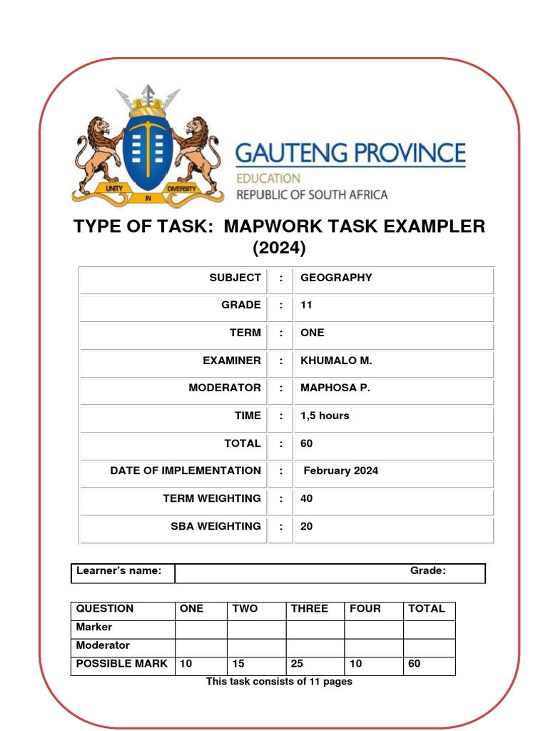 Type of Task: Mapwork Task Exampler (2024) | PDF | Geographic Information System | Earth Sciences