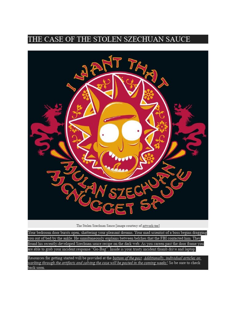 The Case of The Stolen Szechuan Sauce | PDF
