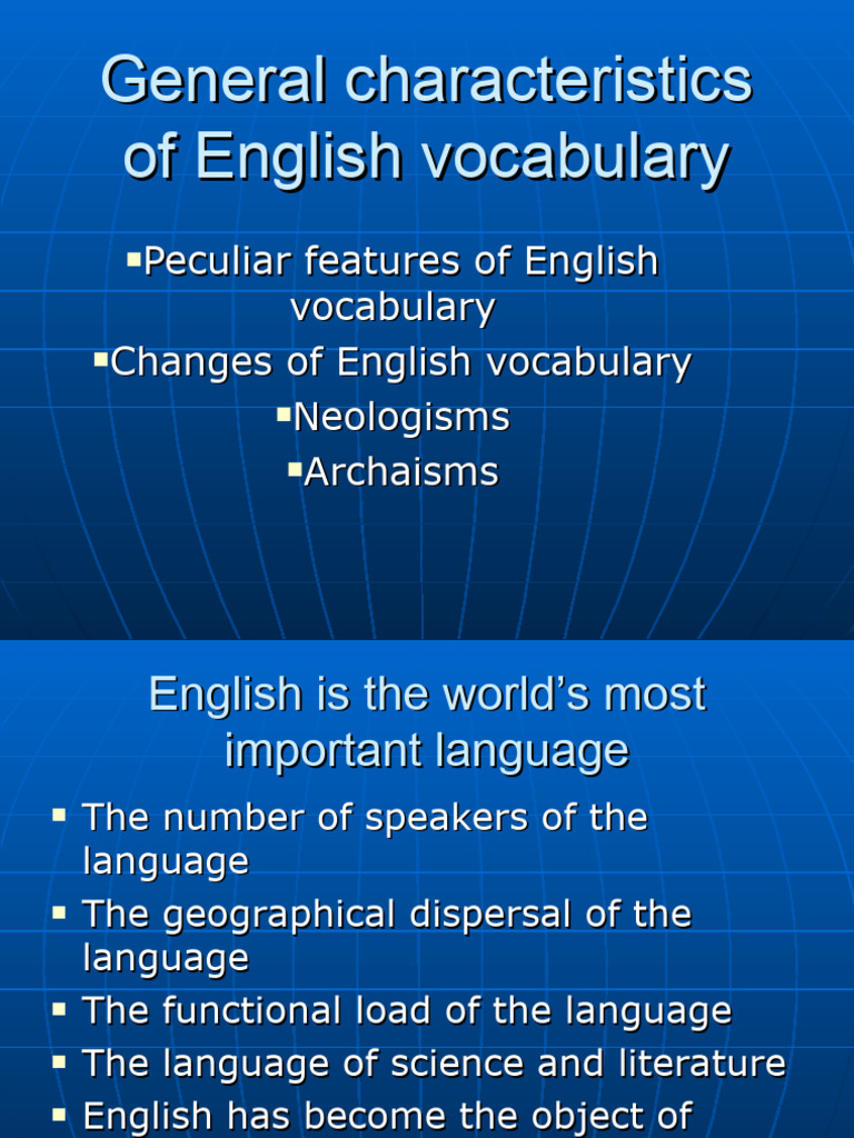 General Characteristics of English Vocabulary | Download Free PDF ...