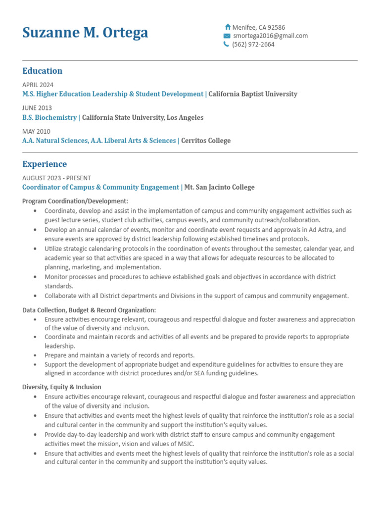 Ortega Suzanne Resume | PDF