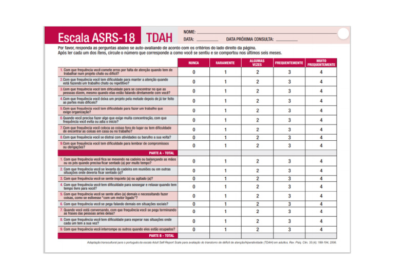 Escala ASRS - 18 | PDF