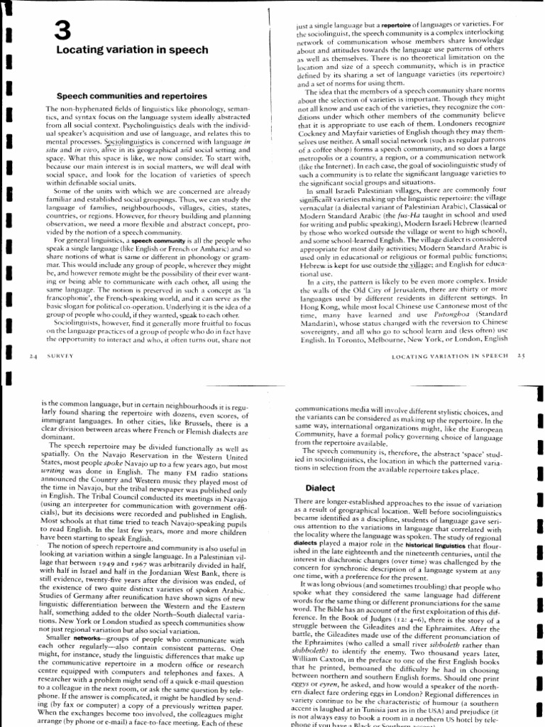 2 Speech Community, Repretoires and Dialects | PDF