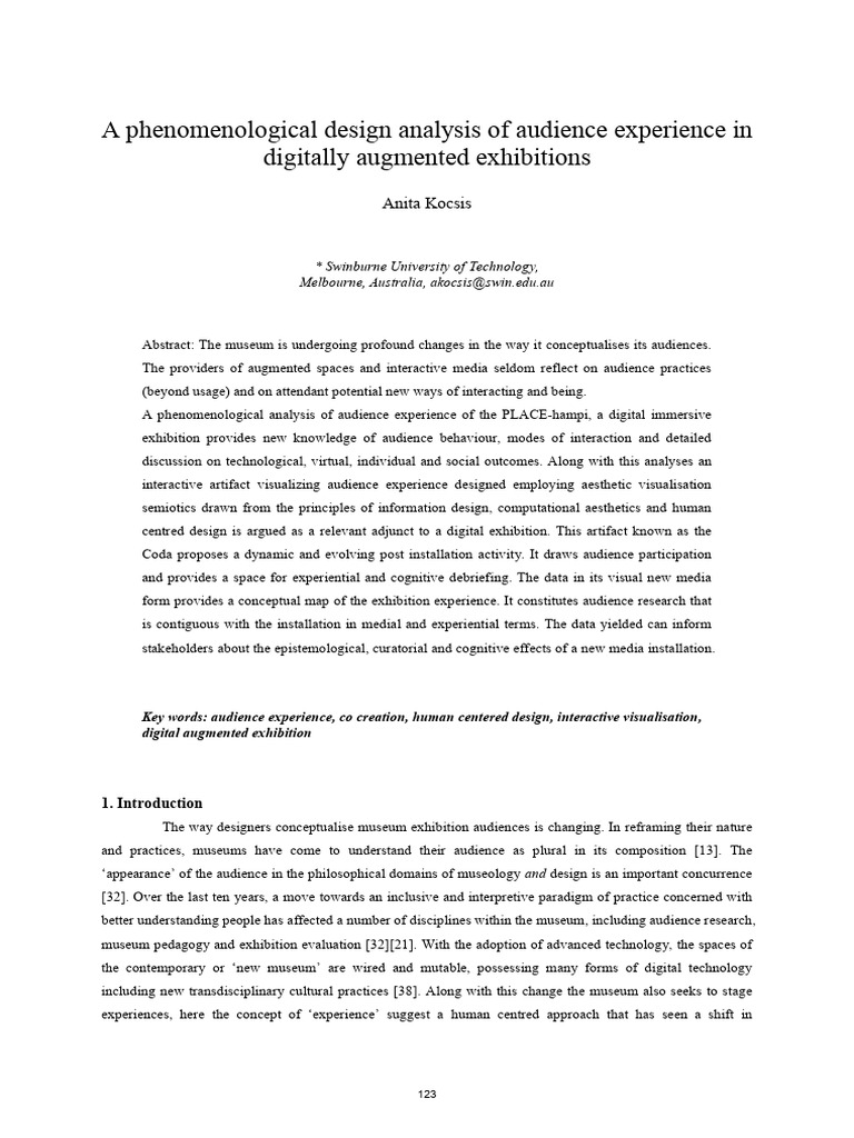 A Phenomenological Design Analysis of Audience Experience in Digitally ...