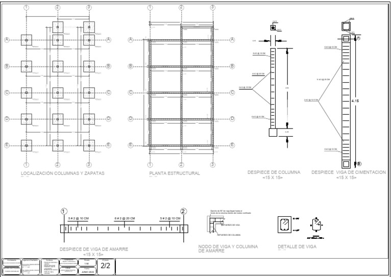 Planos Estructurales de Vivienda Unifamiliar | PDF | Ingeniero civil ...
