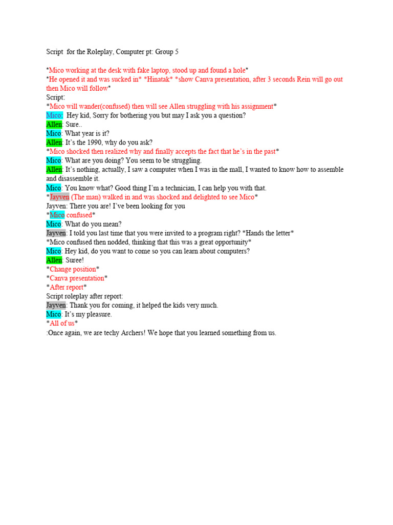 Script For The Roleplay Pdf