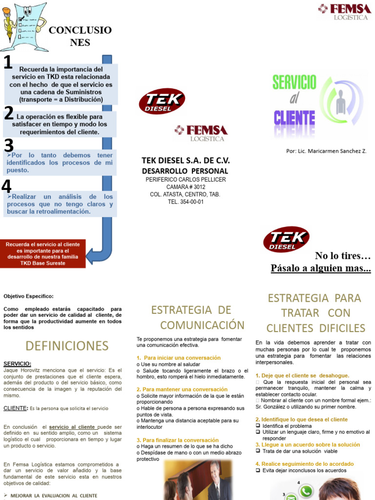 Triptico de Servicio Al Cliente | PDF | Negocios