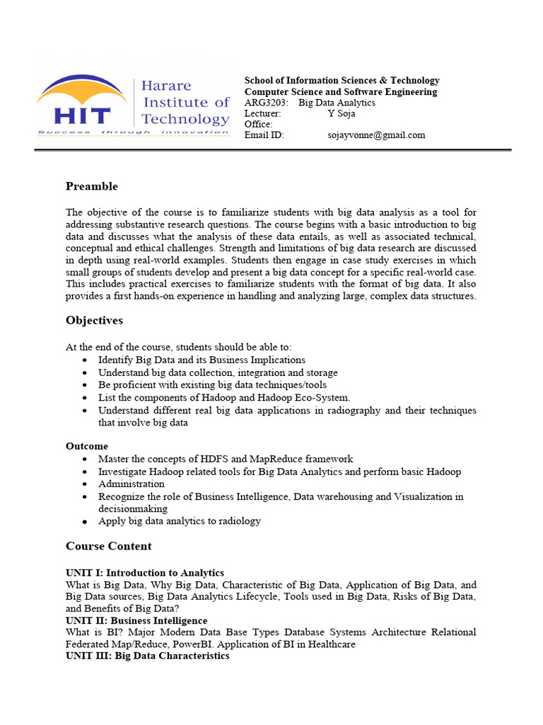 Big Data Analytics Course | PDF | Big Data | Apache Hadoop