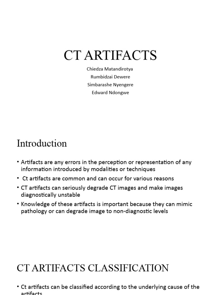 CT ARTIFACTS GRP Presentation | PDF | Ct Scan | Imaging