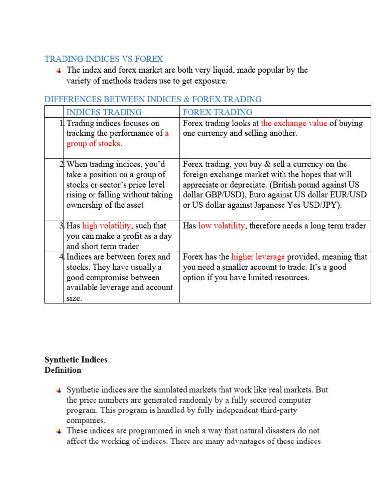 Trading Indices vs Forex Explained | PDF | Foreign Exchange Market ...