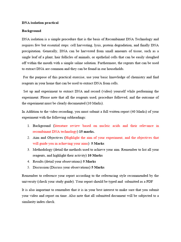 DNA isolation practical 2023.09 | PDF