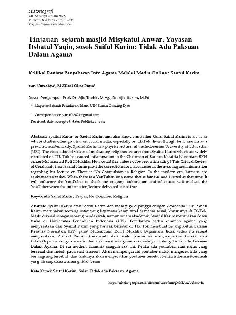 Profil dan Kontroversi Syaiful Karim | PDF