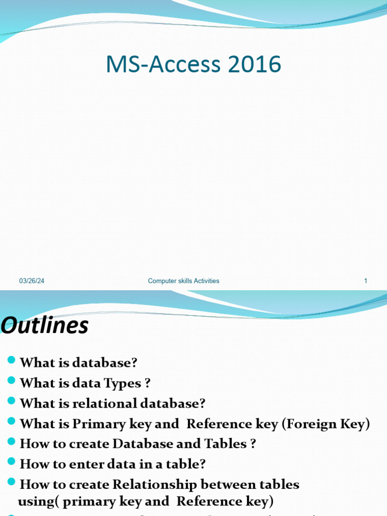 Short Lecture On MS Access | Download Free PDF | Relational Database | Relational Model