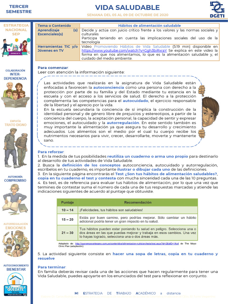 Actividad-5 Vida-Saludable GA 3o | PDF | Relaciones personales, crianza ...