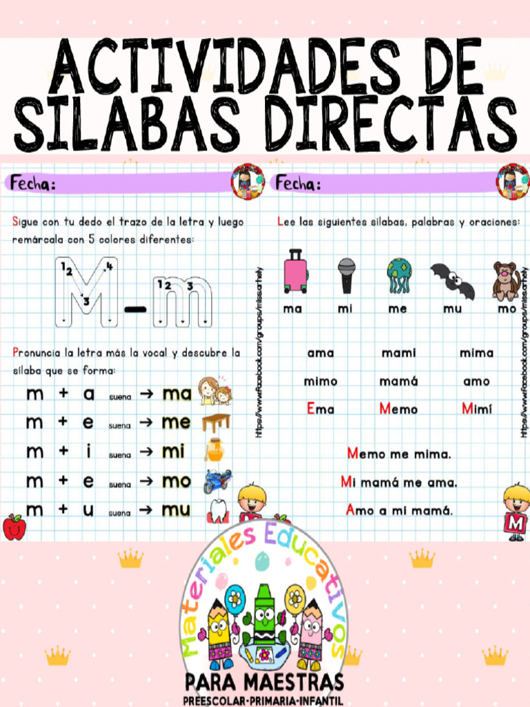 Cuaderno Con Actividades de Sílabas Recopilado Por Materiales ...