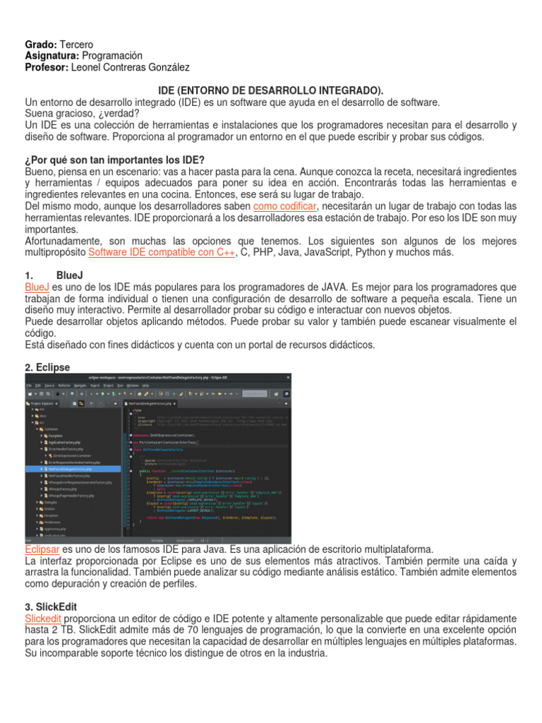 S17 Ide | PDF | Entorno de desarrollo integrado | Ingeniería de software