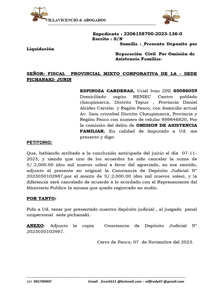 Apersonamiento Rivera Picoy | PDF | Justicia | Crimen y violencia