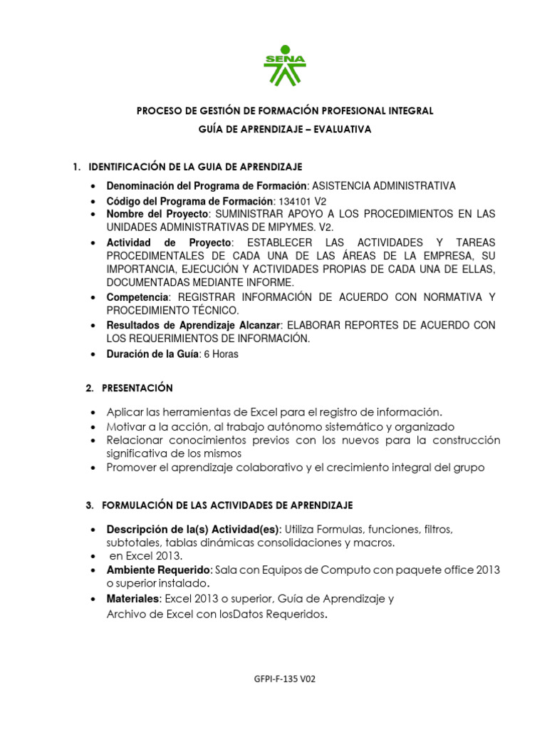 Guia de Aprendizaje Evaluativa | PDF | Microsoft Excel | Aprendizaje Guia de Aprendizaje Evaluativa | PDF | Microsoft Excel | Aprendizaje
