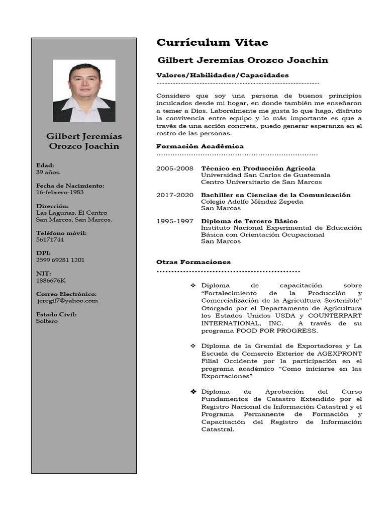 Curriculum Gil | PDF | Agricultura | Campesino