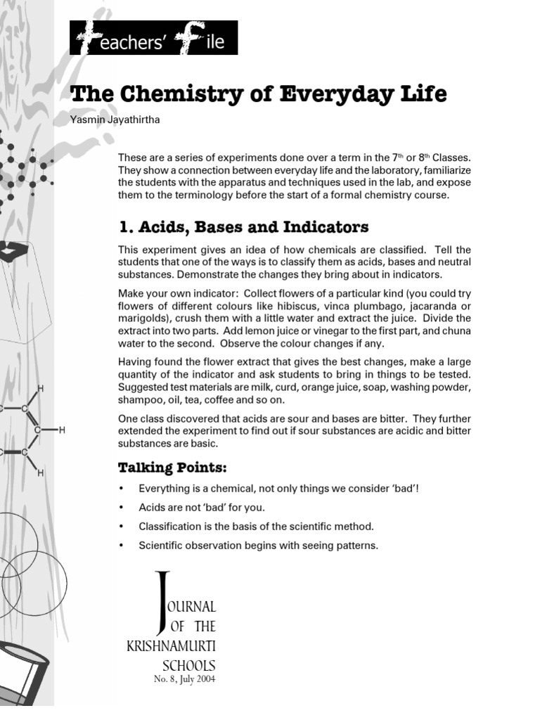 The Chemistry of Everyday Life: 1. Acids, Bases and Indicators | PDF ...