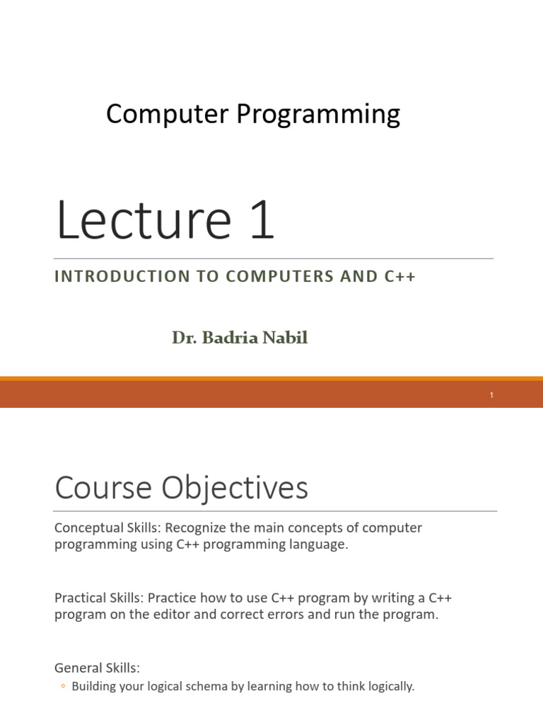 Programming Lecture 1 | PDF