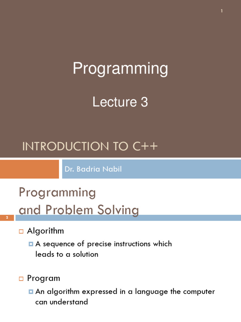 Programming Lecture 3 Pdf C Programming