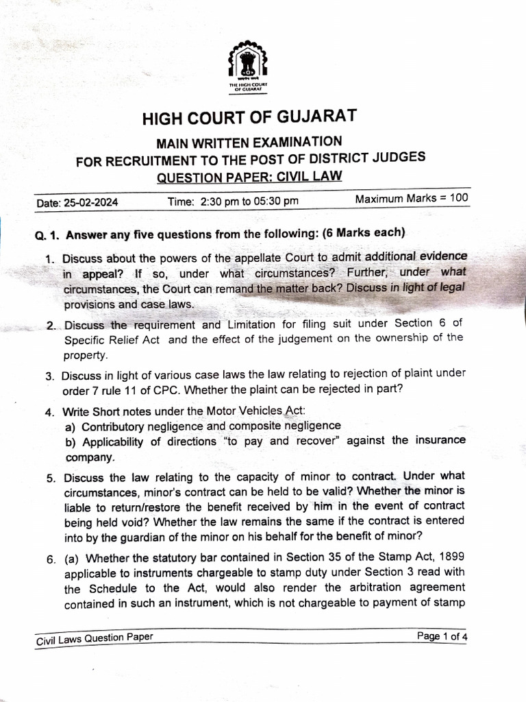 Civil Paper 2024 | PDF