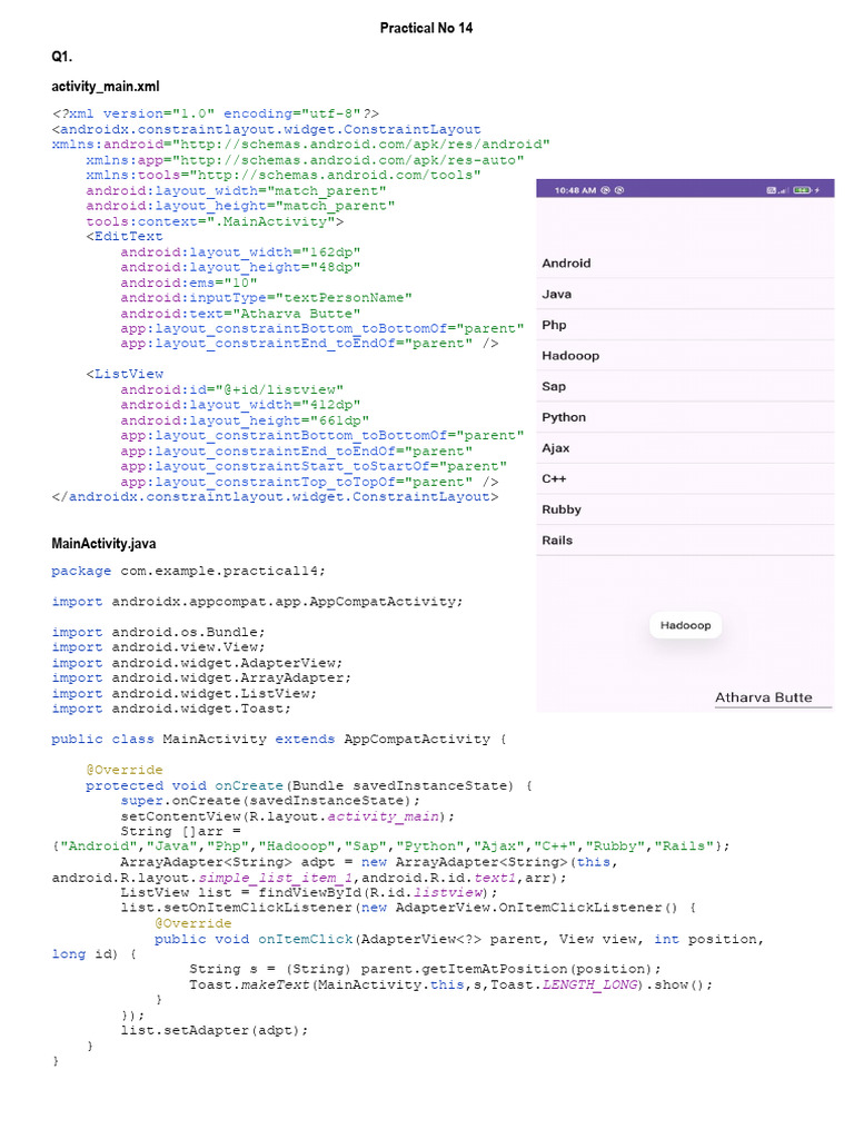 Practical No 14 | PDF | Android (Operating System) | Computer Engineering