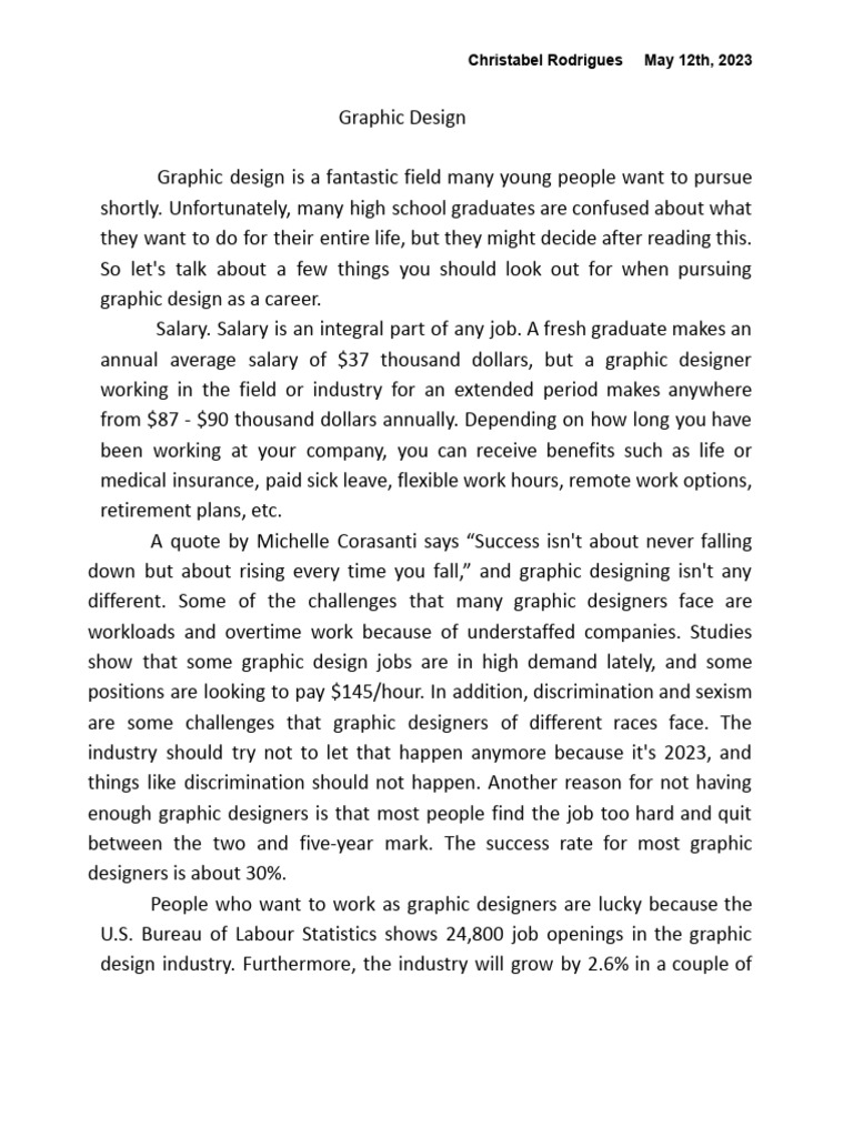 Career Choice - Graphic Design | PDF | Salary | Employment