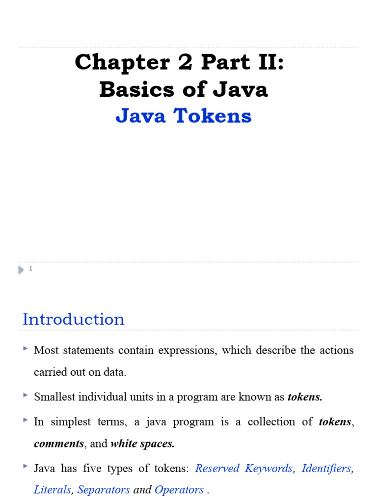 Chapter 2 Part II Java Tokens | PDF | Data Type | Boolean Data Type