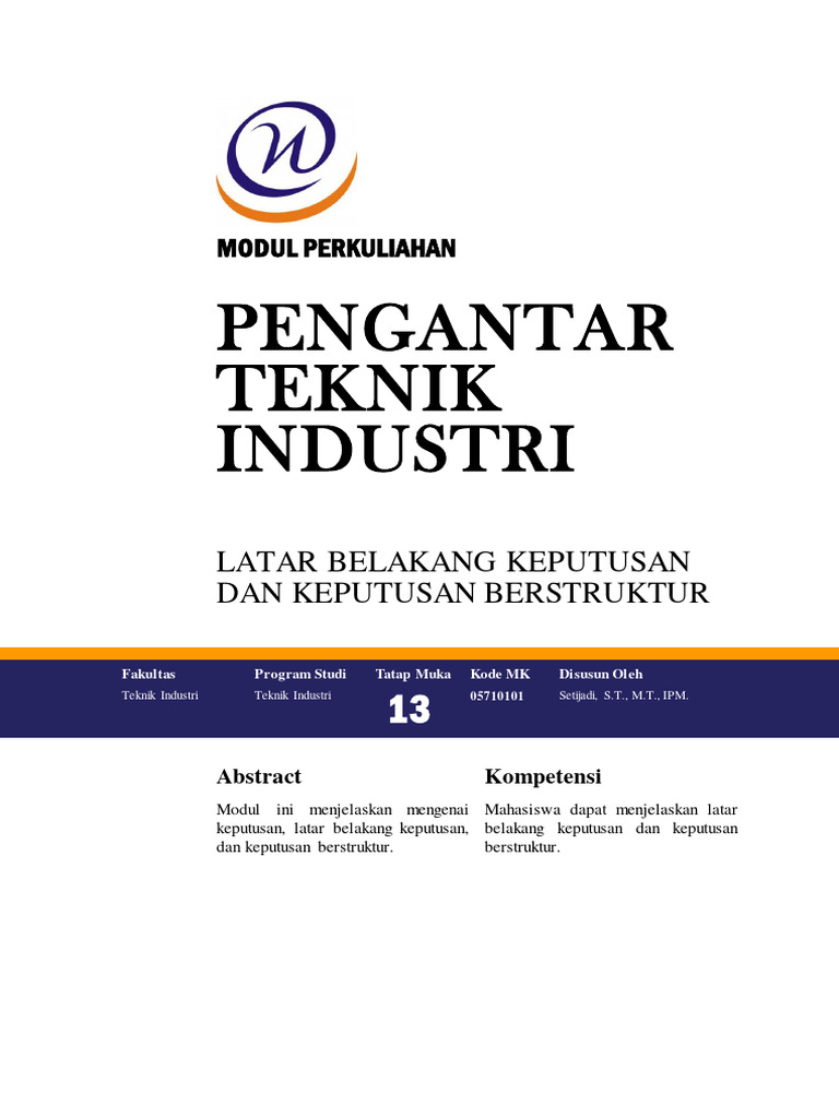 Modul 13. Latar Belakang Keputusan - Keputusan Berstruktur | PDF