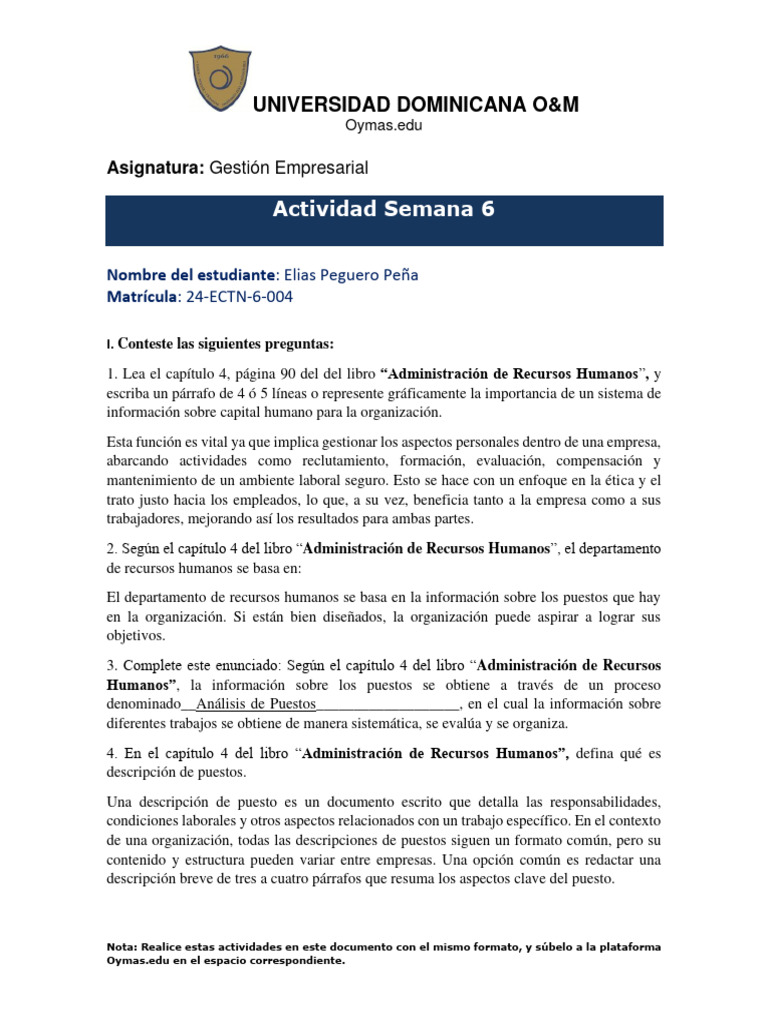 Actividades Empresariales en Oymas | PDF | Gestión de recursos humanos ...