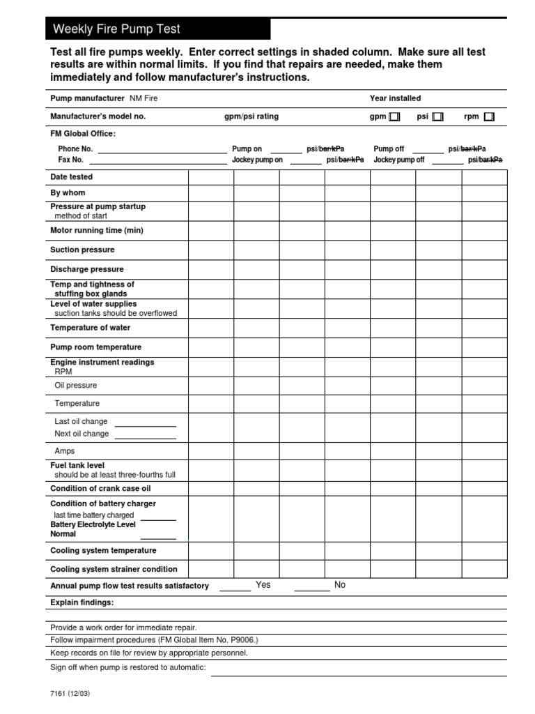 Fire Pump Test Form | PDF