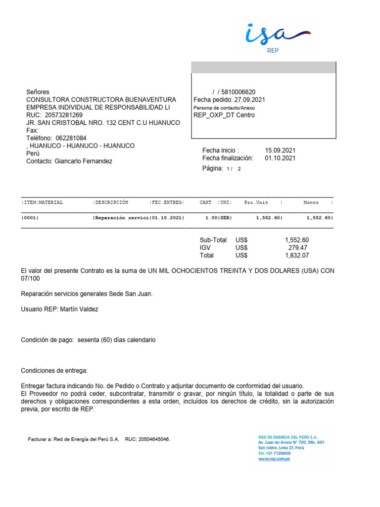 5810006620-Consultora Constructora Buenaventura Eirl | PDF