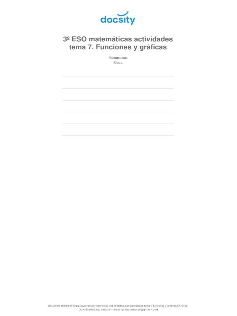 Docsity 3o Eso Matematicas Actividades Tema 7 Funciones y Graficas | PDF