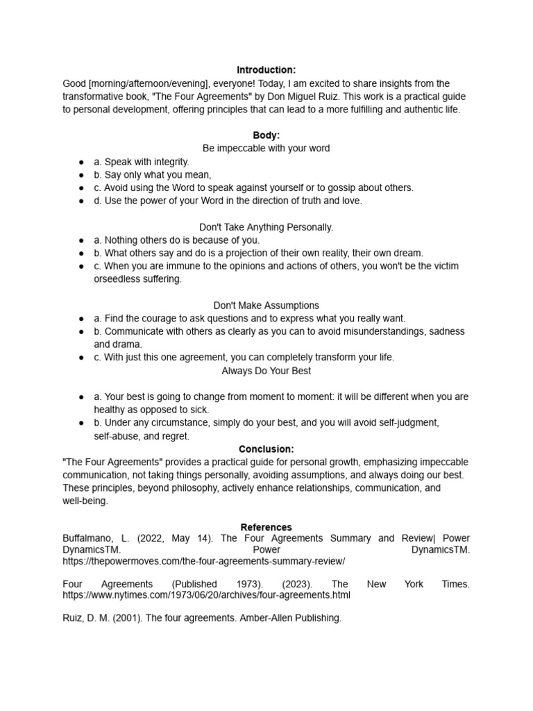 The Four Agreements | PDF