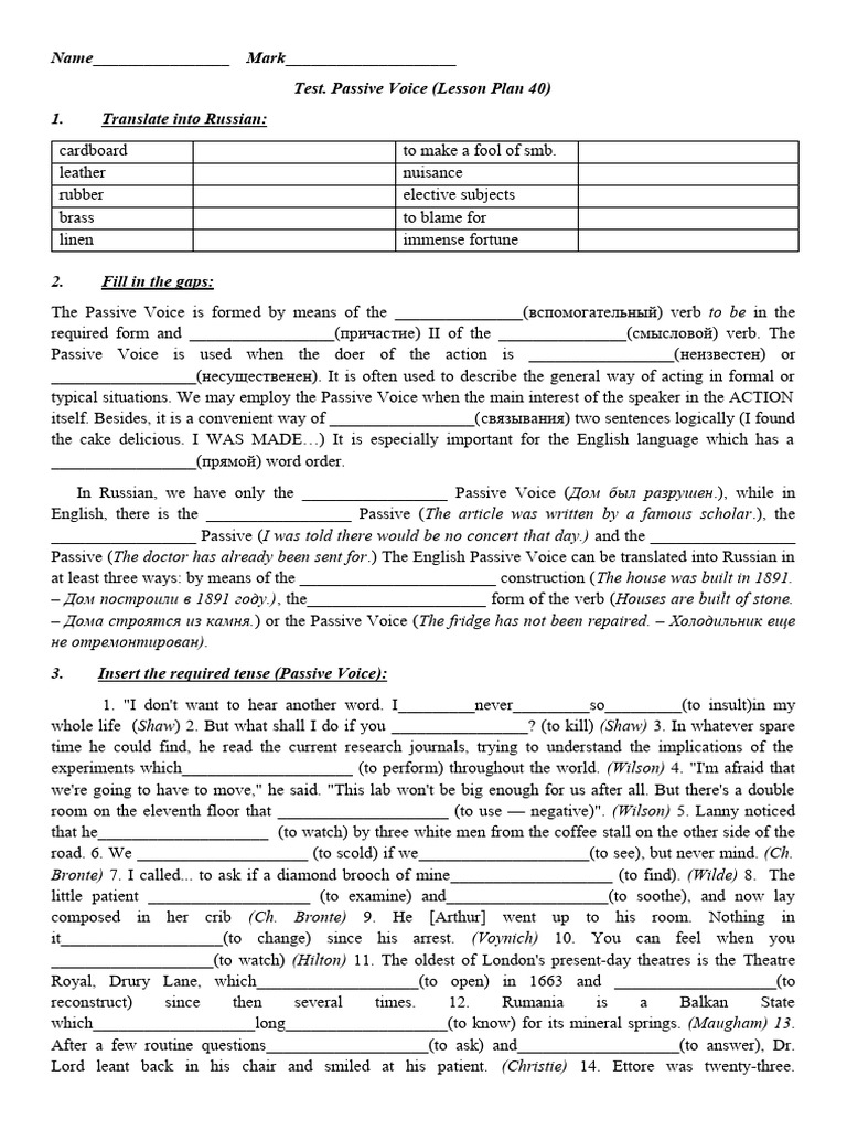 Test Passive Voice | PDF | Linguistic Typology | Syntax