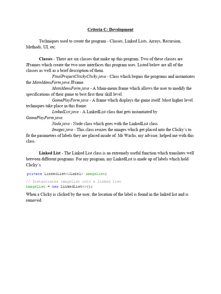 Crit C Development | Download Free PDF | Class (Computer Programming) | Computer Engineering