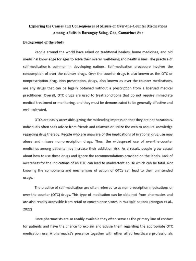 Exploring The Causes and Consequences of Misuse of Over | PDF | Over ...