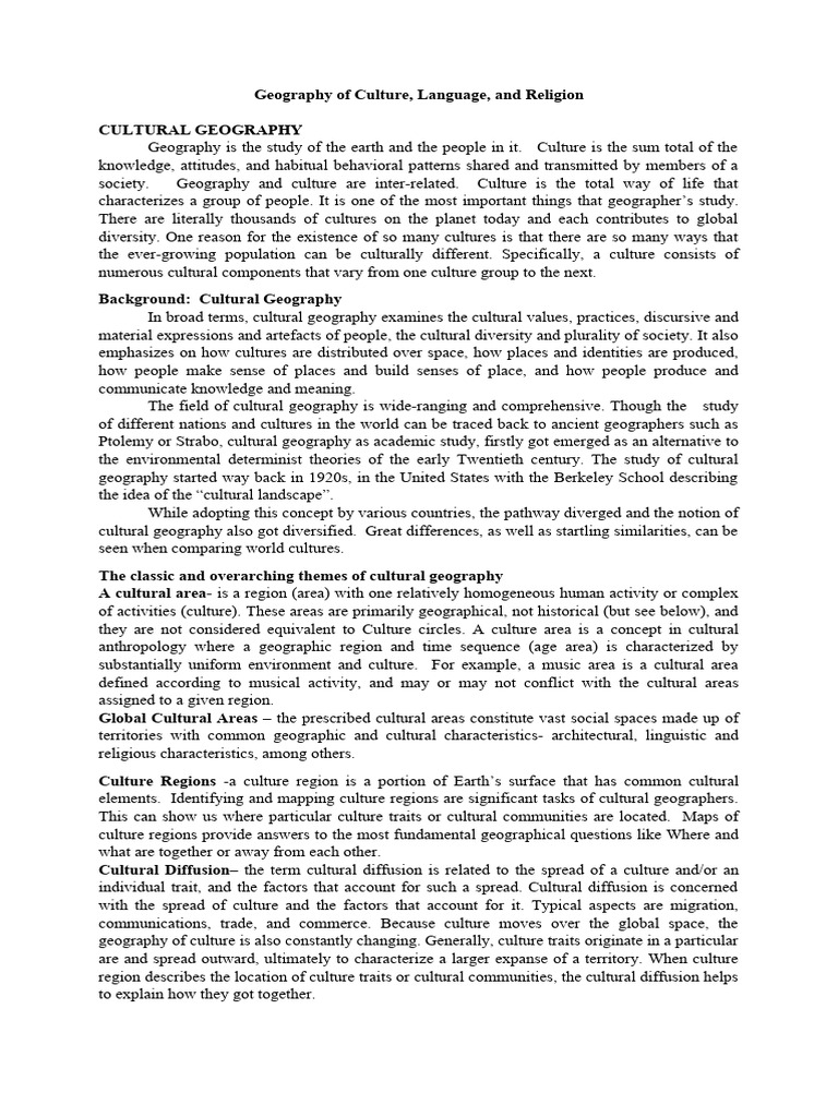 Cultural Geography: Language & Religion | PDF | Geography | Cultural ...