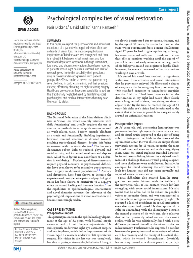 Psychological complexities of visual restoration | PDF | Visual ...