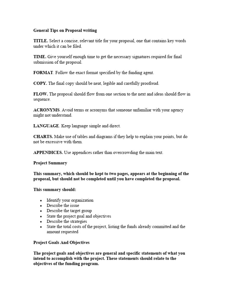 General Tips On Proposal Writing | PDF | Public Relations | Expense