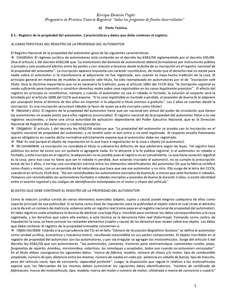 Preguntero de Practica Notario Registral | PDF | Documento de identidad | Propiedad